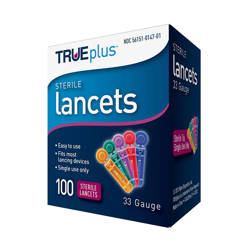 TRUEplus® Sterile Lancets 33-Gauge — 100-Count Box – TD Health Store